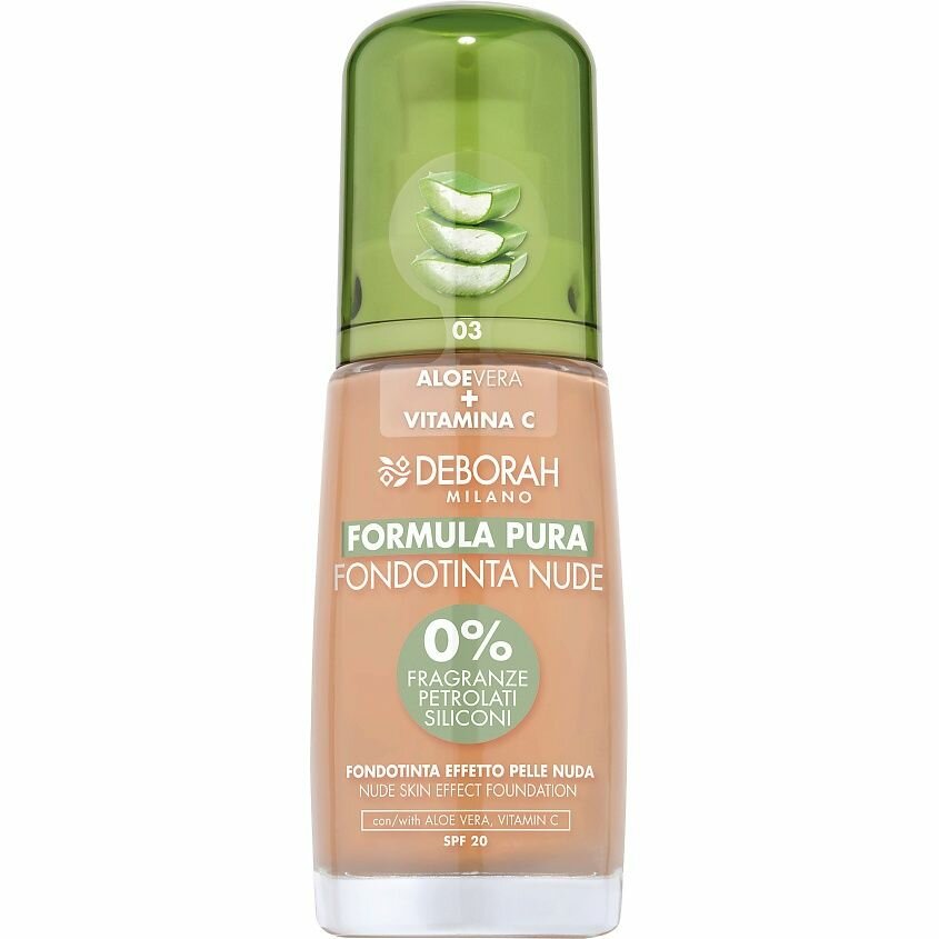 Тональная основа DEBORAH Formula Pura Nude Foundation, тон 03, Песочный, 30 мл