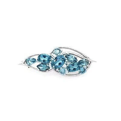 Брошь, серебро, 925 проба, кварц, топаз