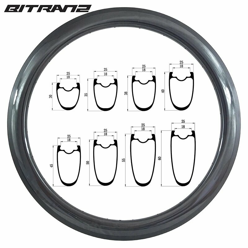 BITRANZ Карбоновые колеса 700C 25 мм UD 3K 12K matte glossy 3K, matte, Disc brake, normal weight, 45mm