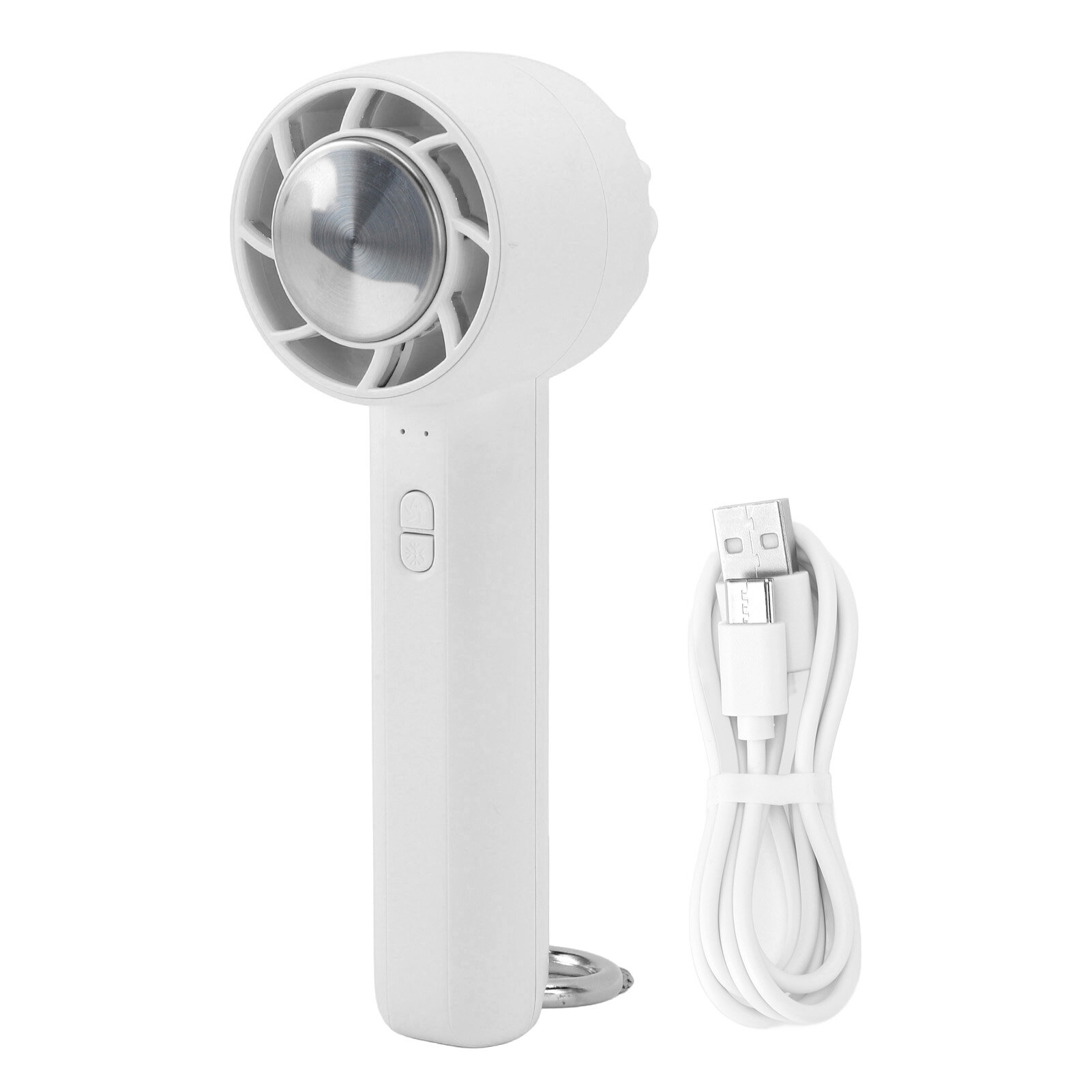Mini Handheld Turbo вентилятор Полупроводник охлаждение тихий перезаряжаемый маленький карманный вентилятор с подвесным крюком для турированного пляжного кемпинга белый