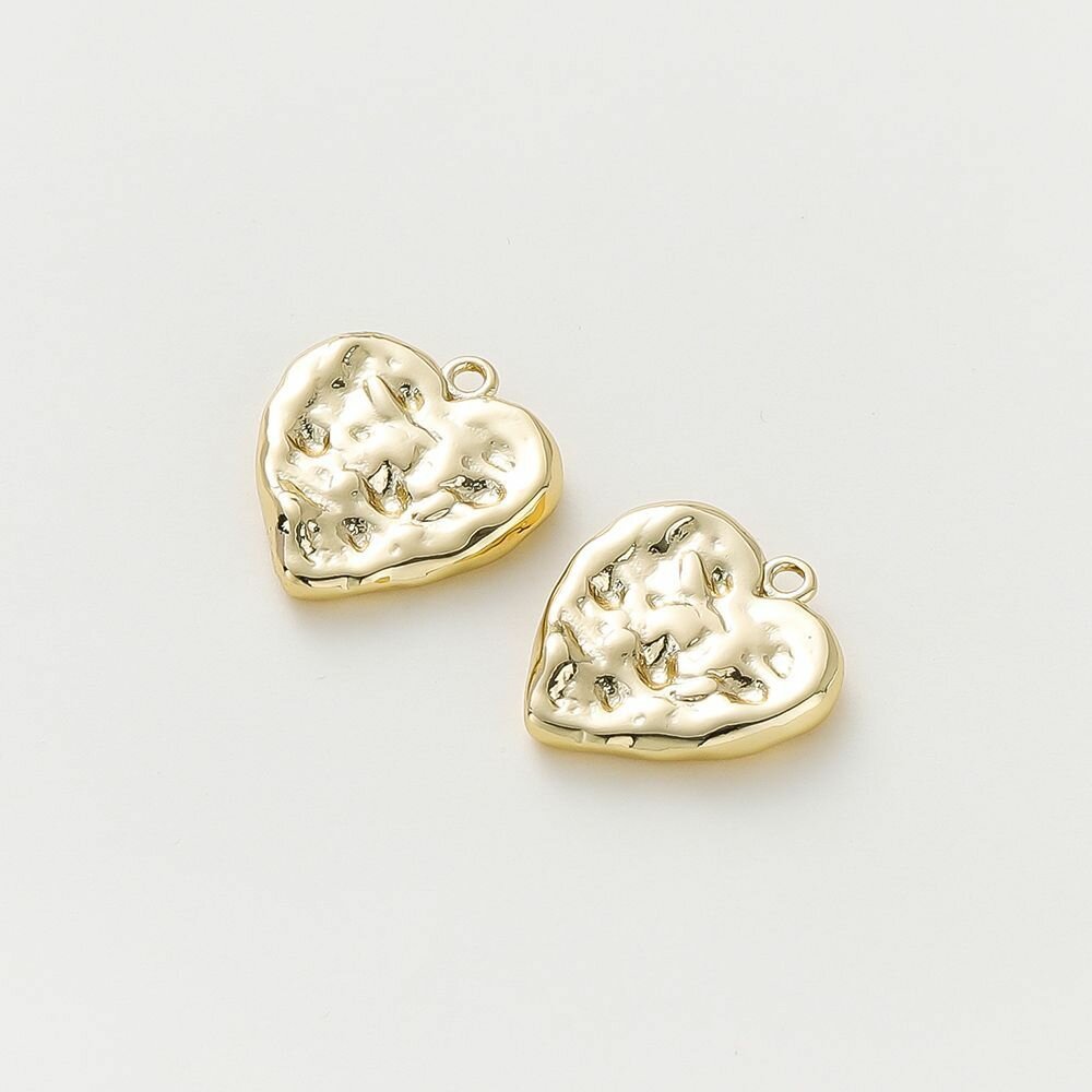 Подвески для бижутерии своими руками, латунные сердечки 16х17 мм, набор 4 шт, металлические шармы для браслетов, колец, сережек, декор поделок