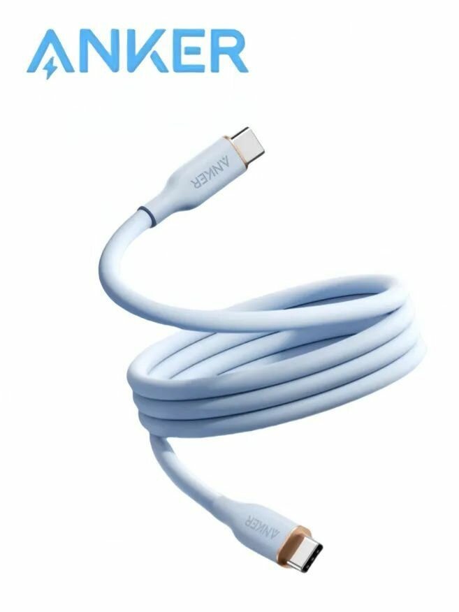 Кабель ANKER 643 PowerLine III Flow USB-C to USB-C (A8553), 240W, 1.8m, голубой