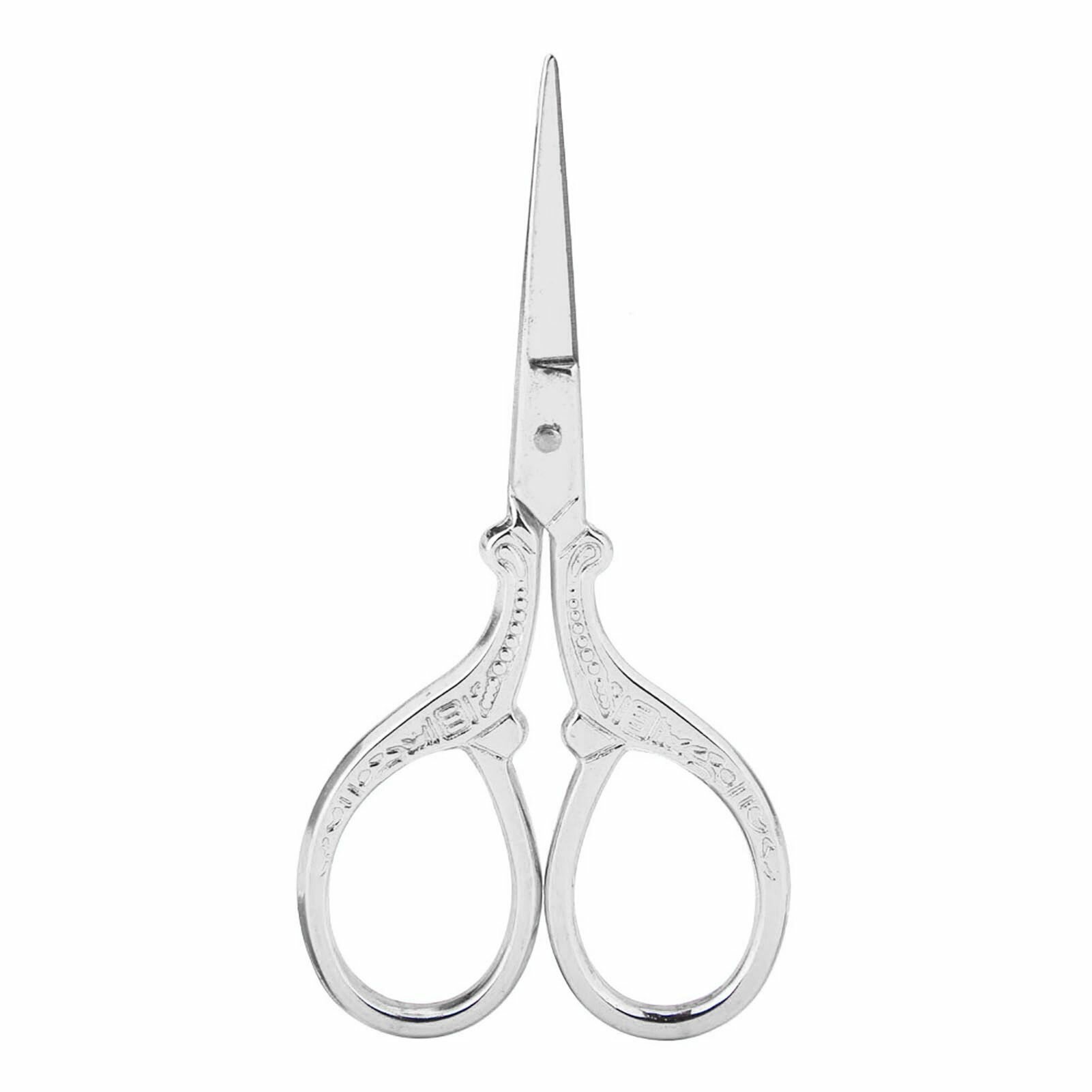 Антикварные швейные ножницы для вышивки, серебристые, инструмент