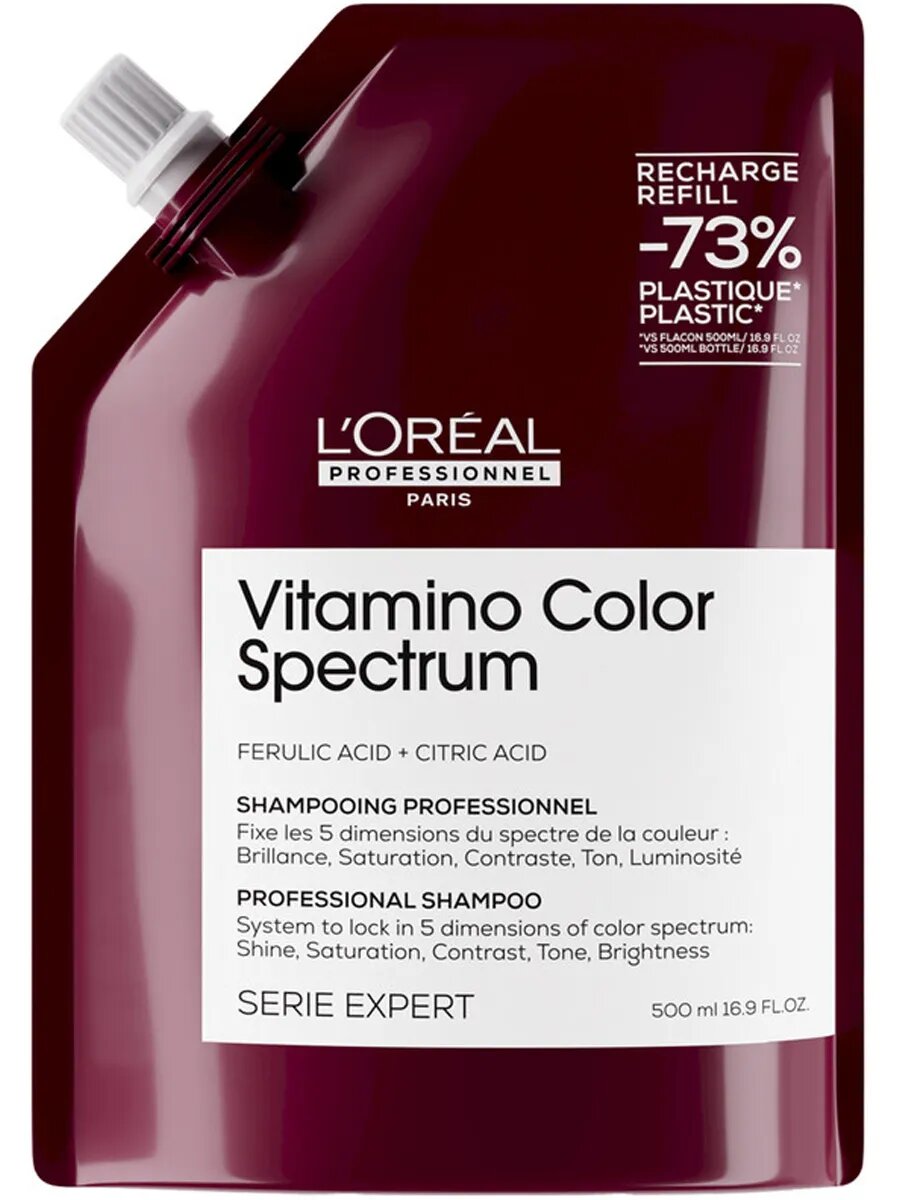 Loreal Professional Vitamino Color Spectrum Бессульфатный шампунь для защиты цвета окрашенных волос, 500 мл (рефил)
