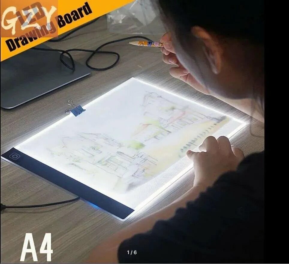Графический планшет для рисования и копирования с LED подсветкой, А4