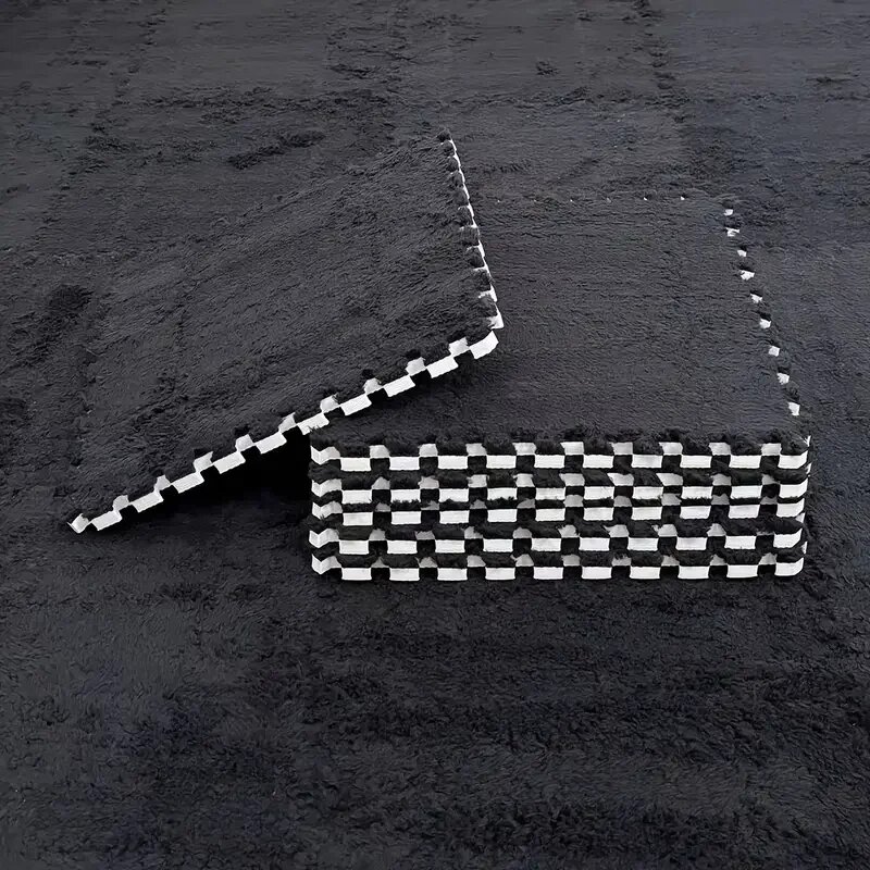 Плюшевые коврики-пазлы из пенополиэтилена для детей Серебряный, 12Pcs, Black