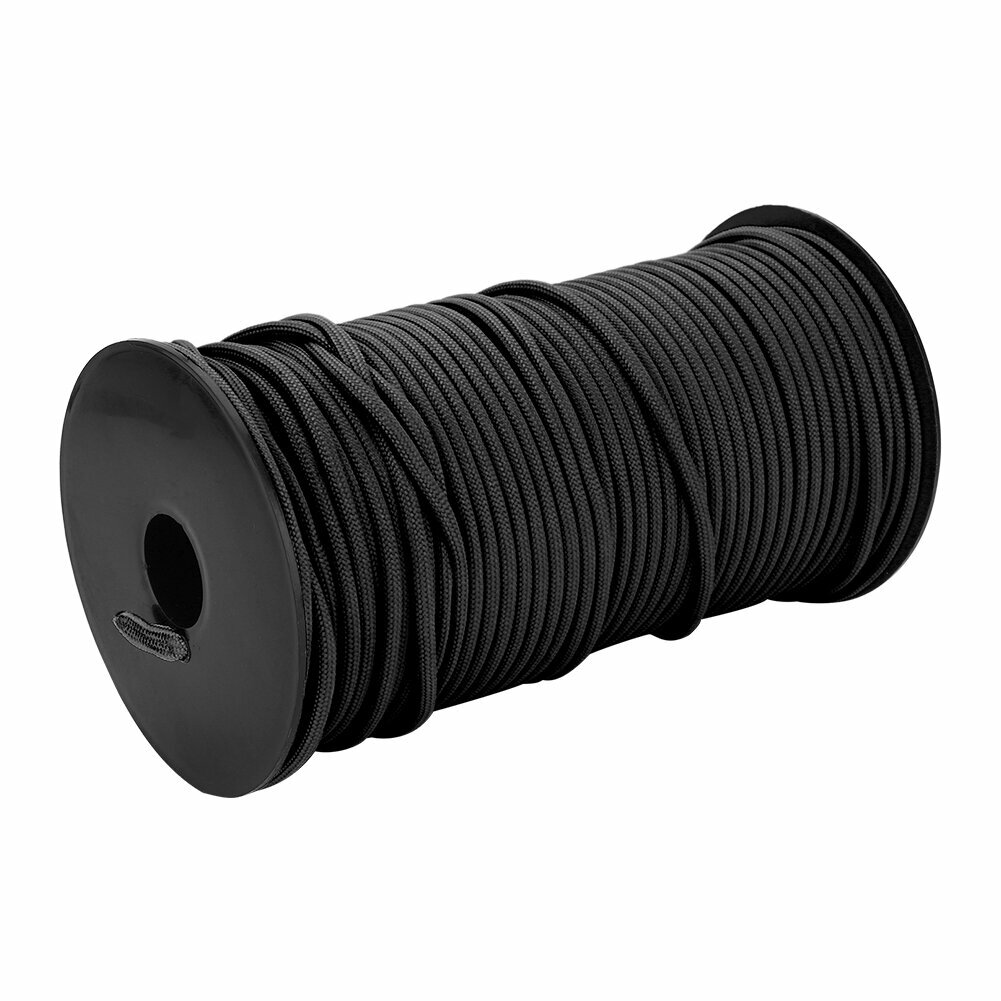 100m 9 Strands 4mm Heavy Duty Parachute Cord Lanyard String Cloth Line Camp Rope (Black)