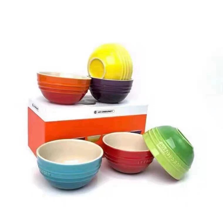 Le Creuset Радуга Серия 12 см Рисовая Чаша Набор Французский Стонeware Керамика