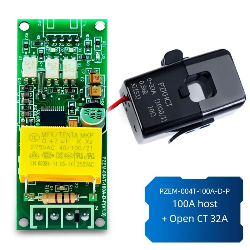 Peacefair PZEM-004T однофазный анализатор мощности 32A with split CT