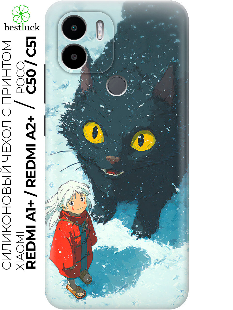 Силиконовый чехол на Xiaomi Redmi A1+ / A2+ / Poco C50 / C51 с принтом "Аниме‑зимняя сказка"