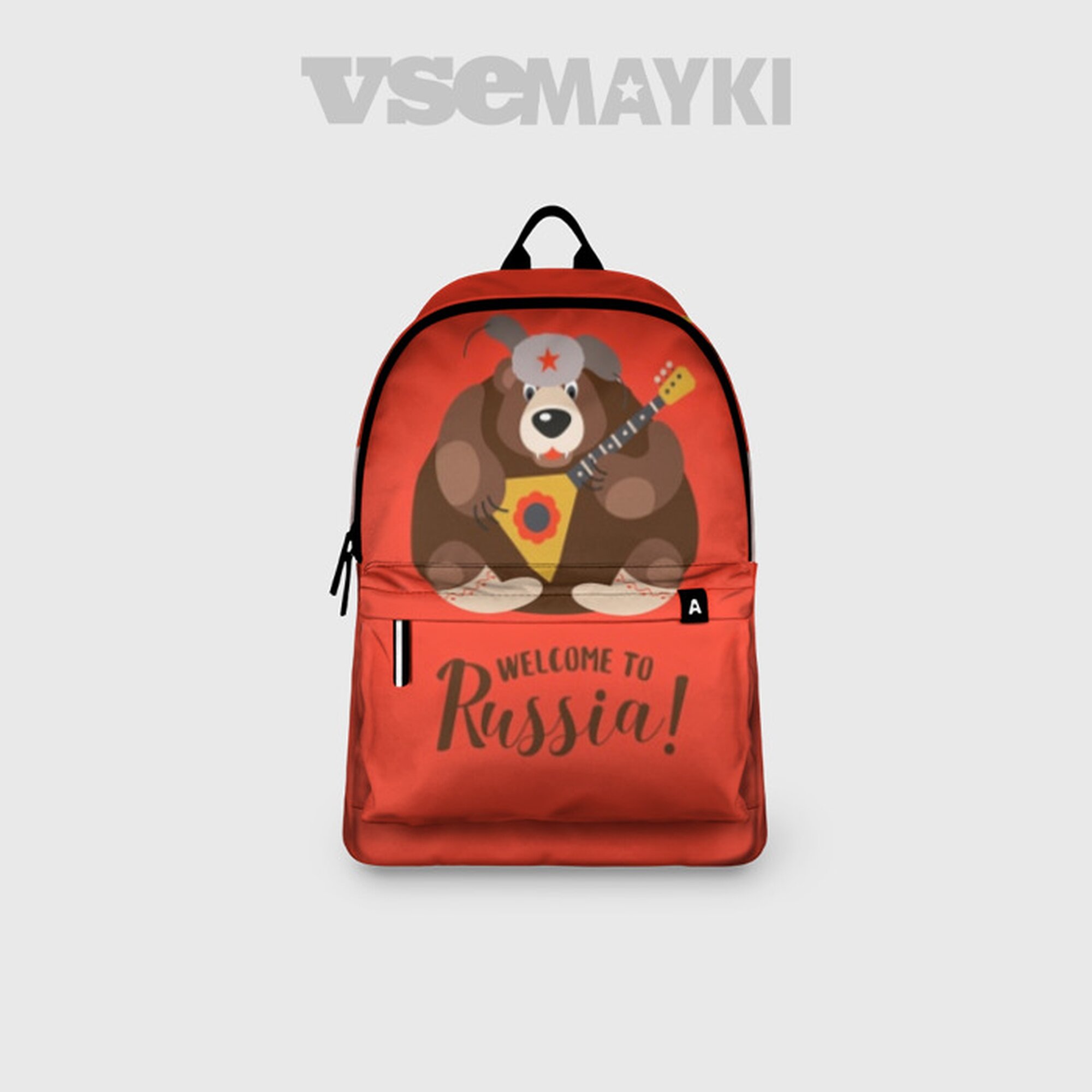 Рюкзак VseMayki с принтом Welcome to Russia bear, One size, белый