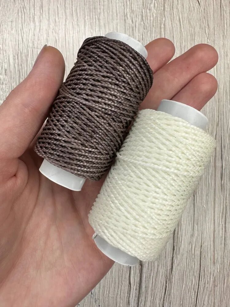 Нитки капроновые обувные для шитья 50м 2 шт(белая и коричневая)