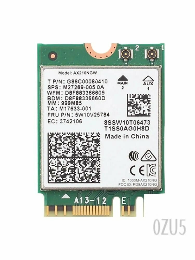 AX210 AX210NGW Сетевая карта M.2 NGFF 2,4 ГГц/5G WI-FI 6E 2400 Мбит/с WiFi 802.11Ax Bluetooth 5.2 адаптер