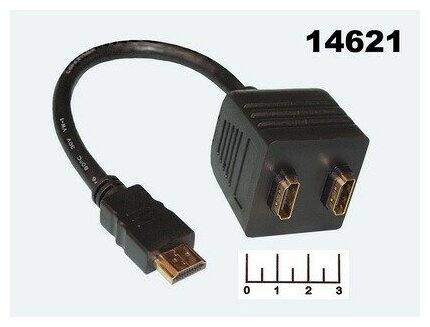 Переходник HDMI штекер/HDMI 2 гнезда gold 20см Dayton