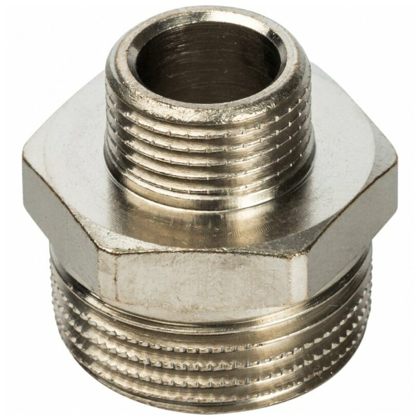 Ниппель переходной резьбовой НР 3/4" x 3/8" никель STOUT