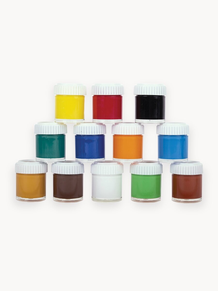 Краски акриловые художественные для рисования, Набор 12 штук по 22 мл в банках, Brauberg Art Debut, 192298