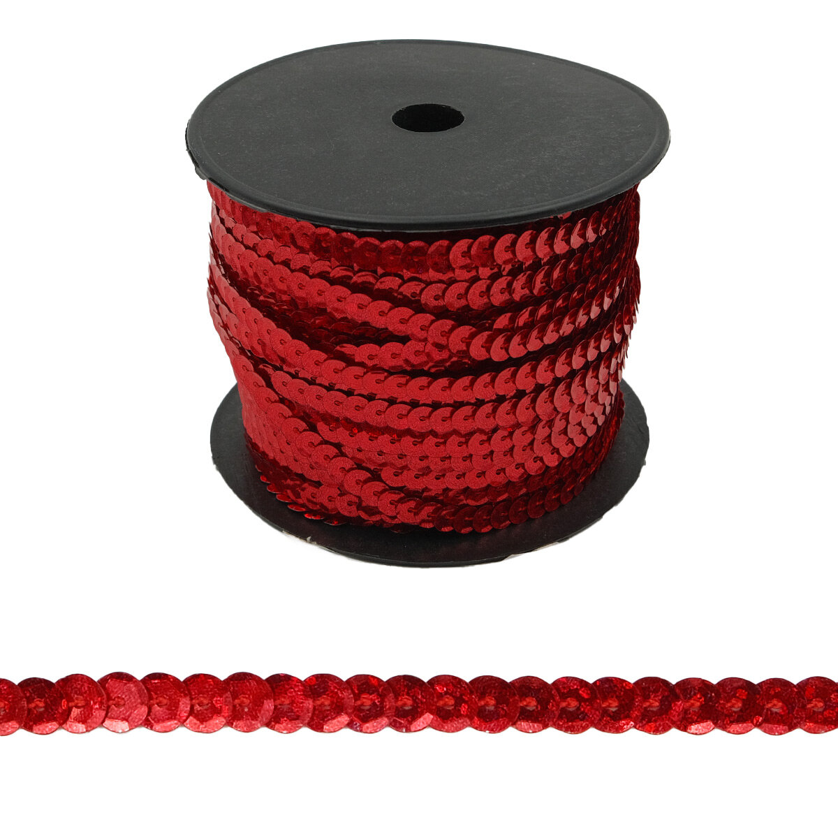 Тесьма декоративная отделочная с пайетками Айрис, 6мм*73м (50103 красный)