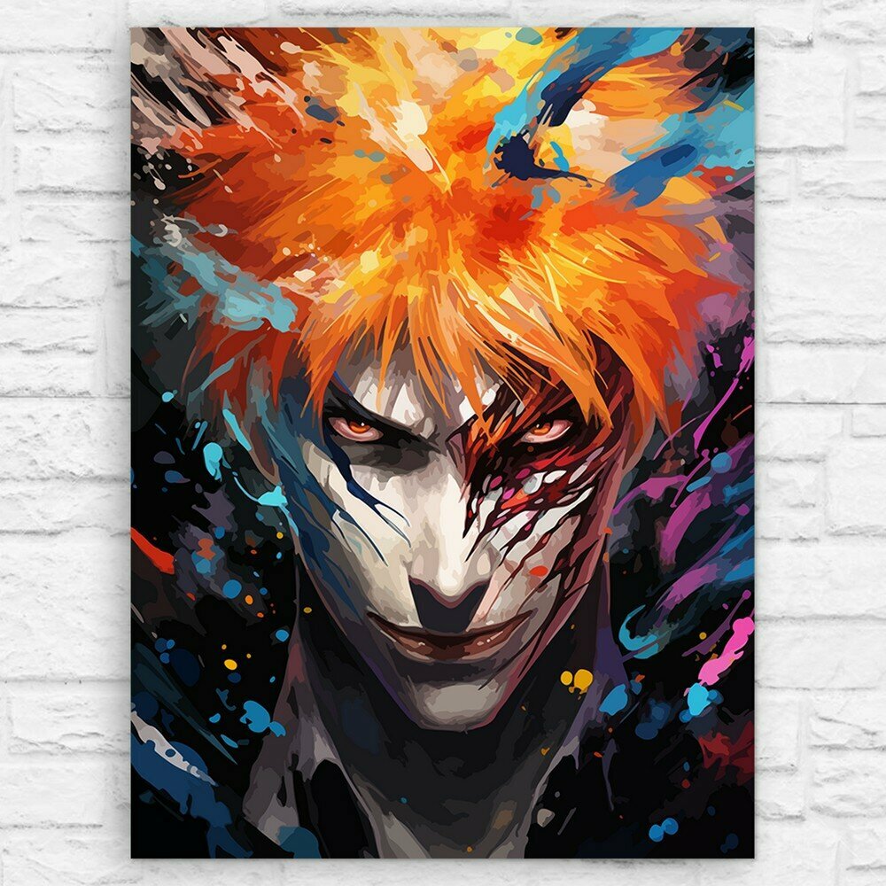 Картина по номерам на холсте аниме Блич (Bleach, манга, Ичиго Куросаки) - 14974 В 30x40
