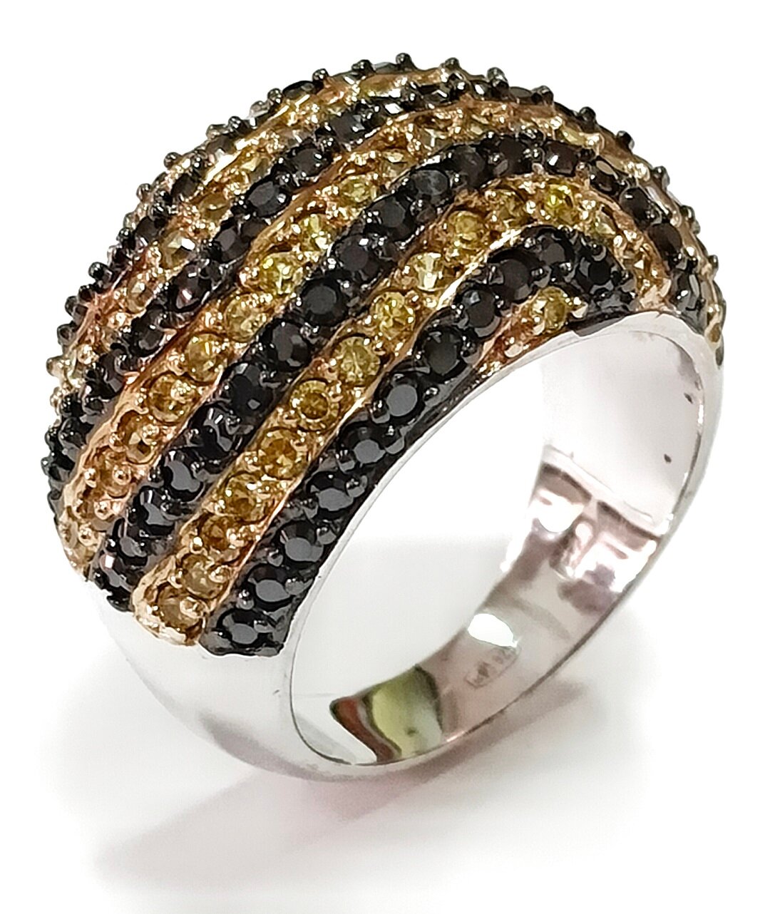 Перстень, серебро, 925 проба, родирование, фианит