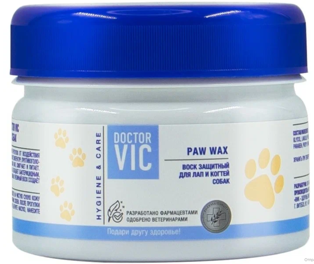 Воск защитный для лап и когтей для собак, Doctor VIC банка 80 мл