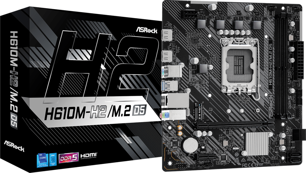Материнская плата ASRock H610M-H2/ D5 Socket 1700, оригинал, гарантия 1 год