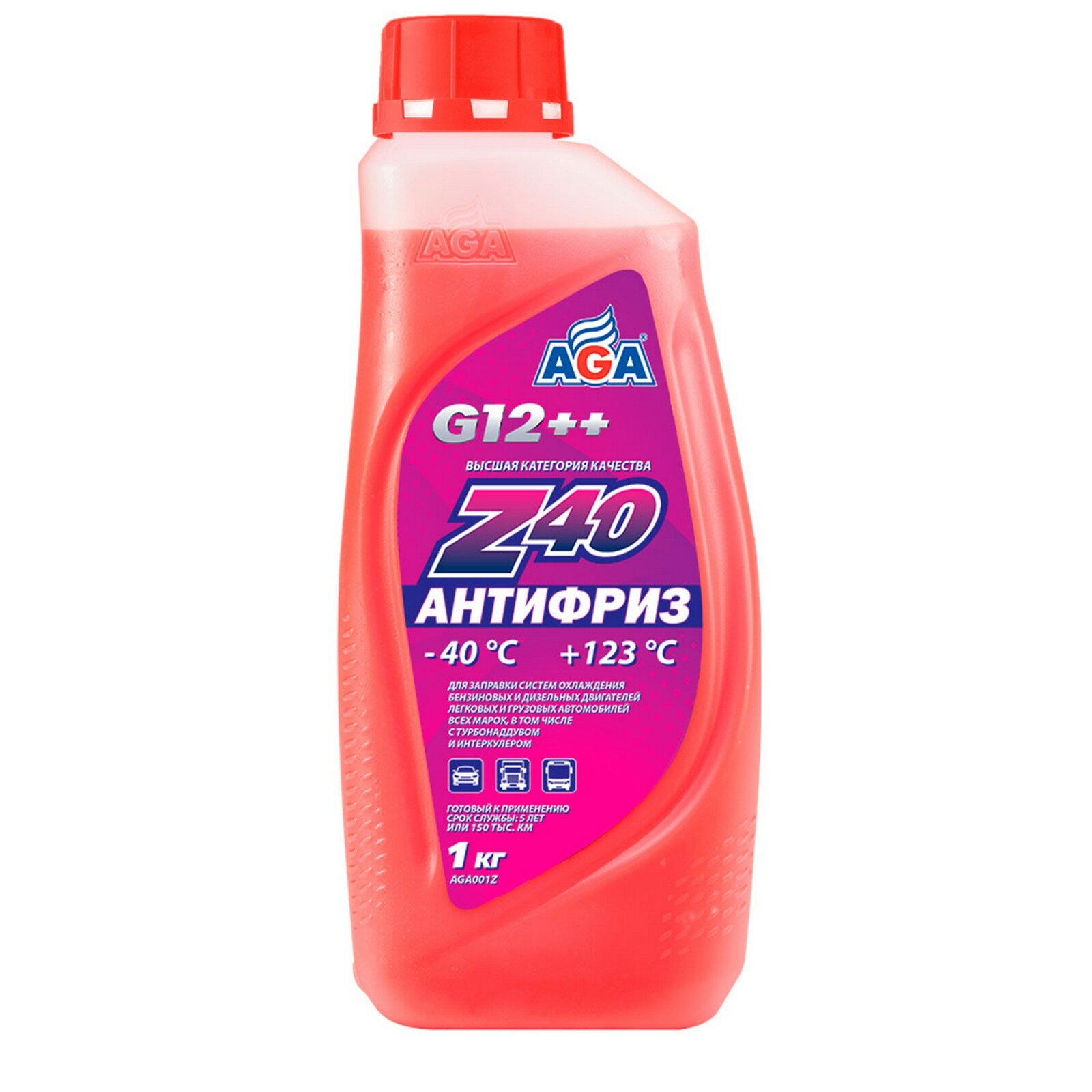 Антифриз aga z-40 g12++ готовый -40c красный 1 кг aga001z