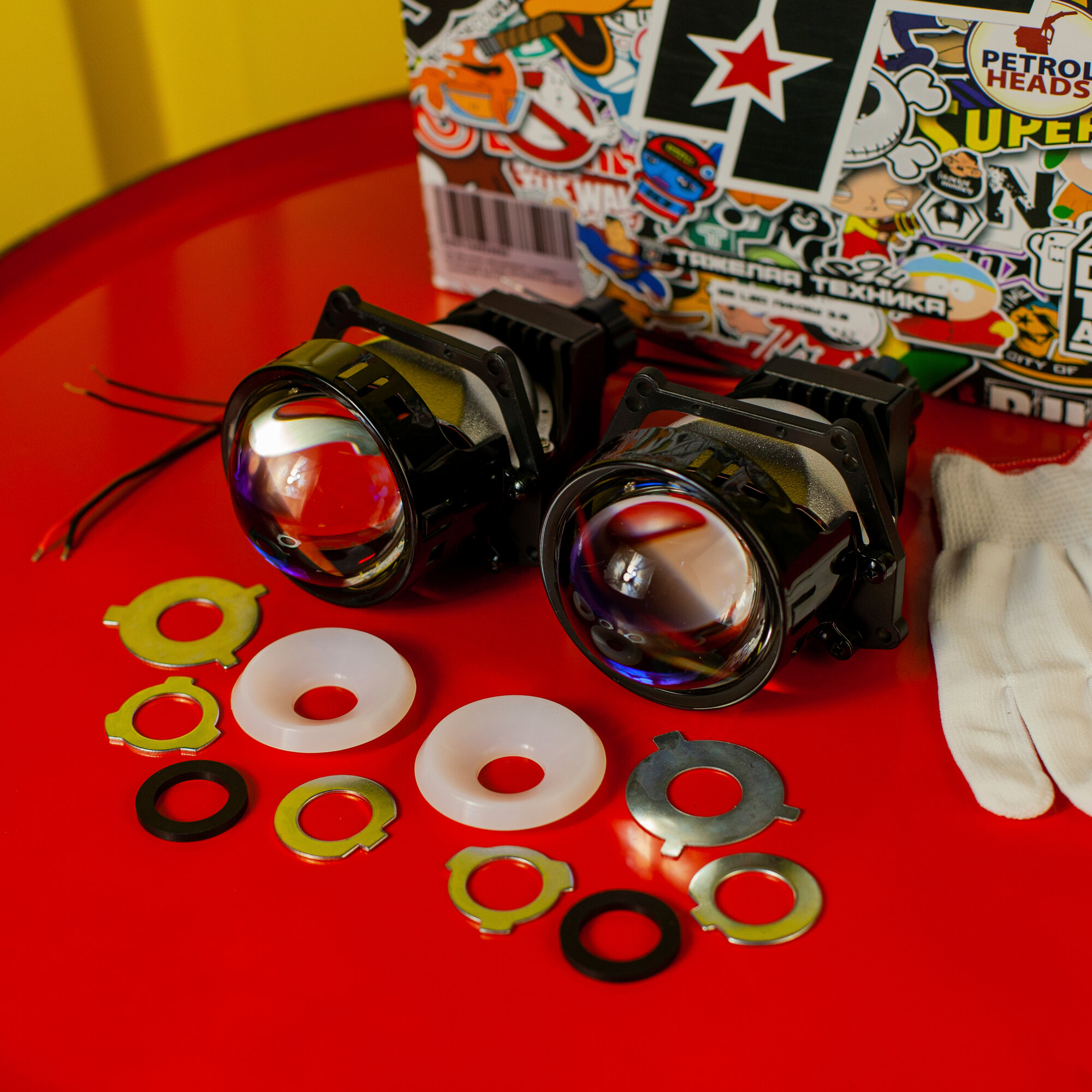 Би Лед линзы светодиодные , 3 дюйма , Тяжелая Техника Bi led модули в фары автомобиля с простой установкой, 63w /12v , комплект 2 шт лучший аналог AOZOOM / OPTIMA