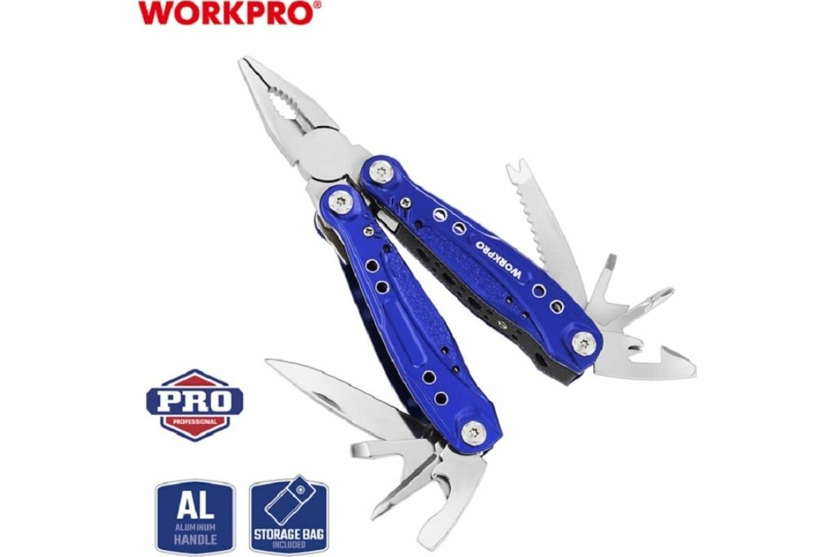 Многоцелевые плоскогубцы WORKPRO 13в1, 160 мм WP382003