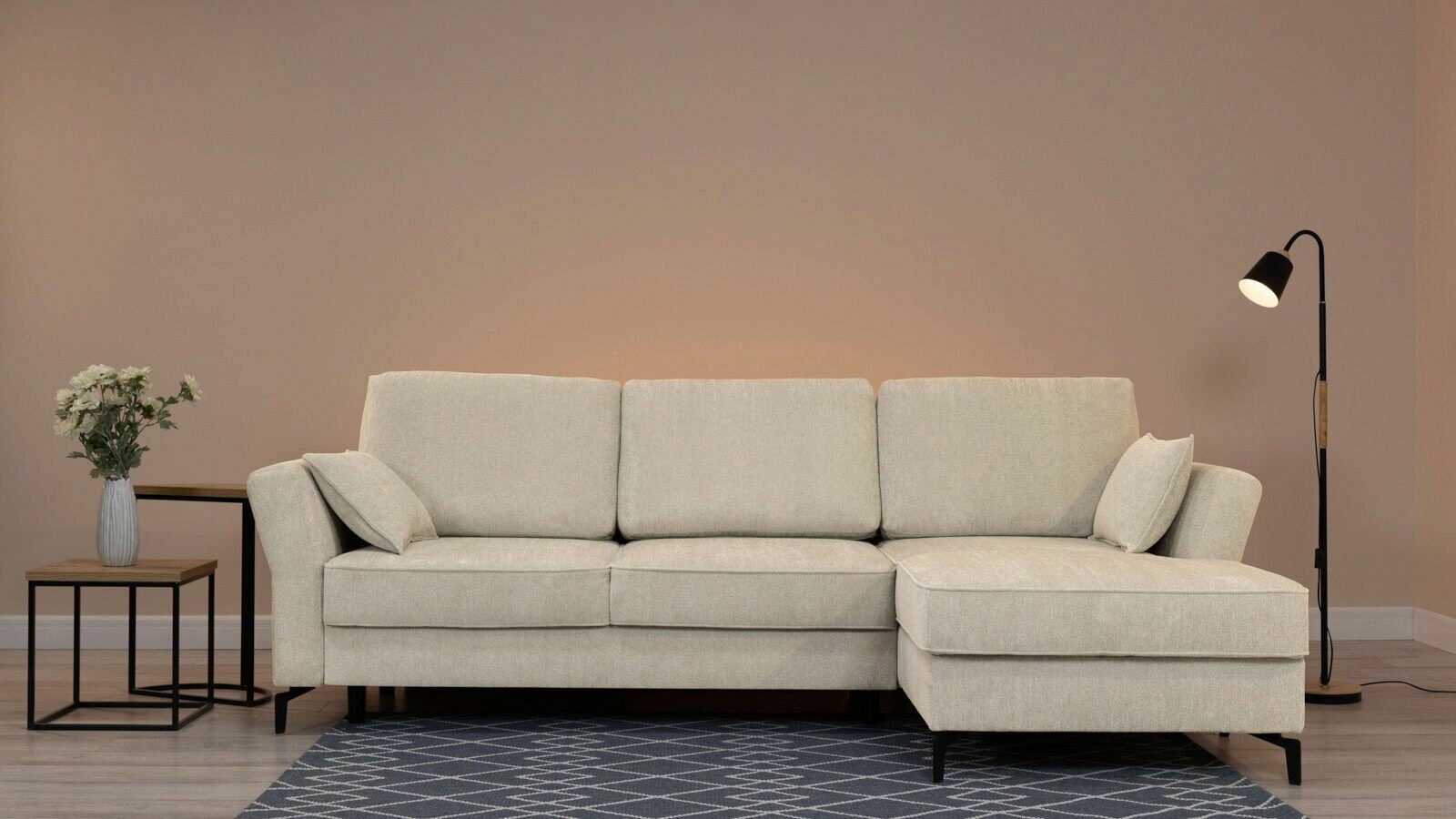 Диван-кровать угловой Askona (Аскона) Харпер-R-Тк. Raven 22, пантограф