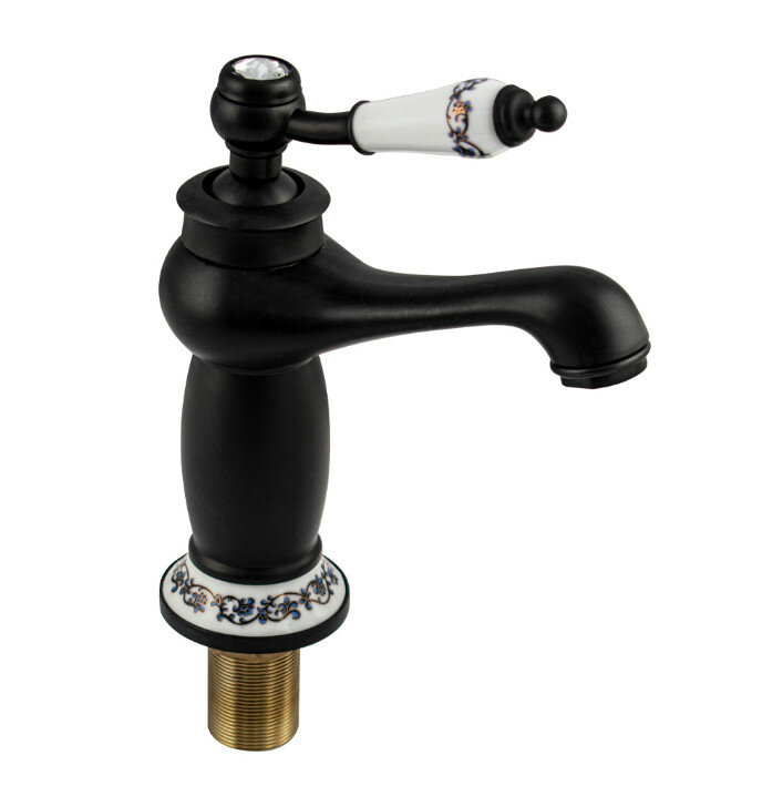 Смеситель для раковины BRIMIX 1701 черный шаровый с белыми вставками