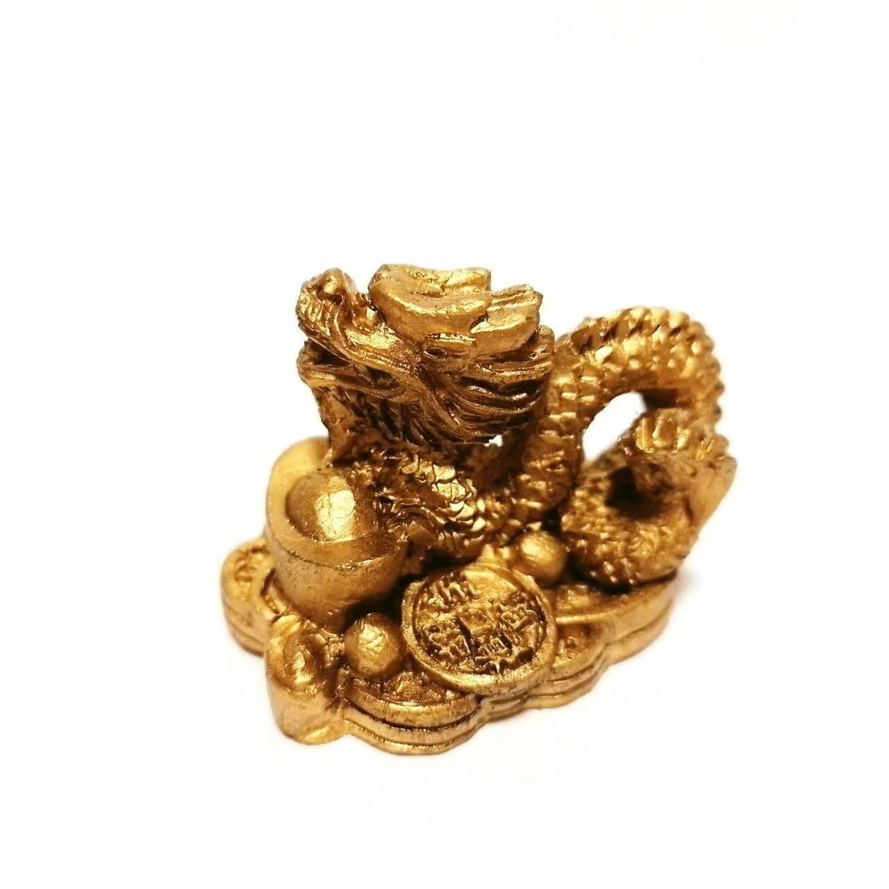 Китайская Статуэтка из Полистоуна под бронзу "Китайский Дракон" фигурка талисман фэншуй 3х5см