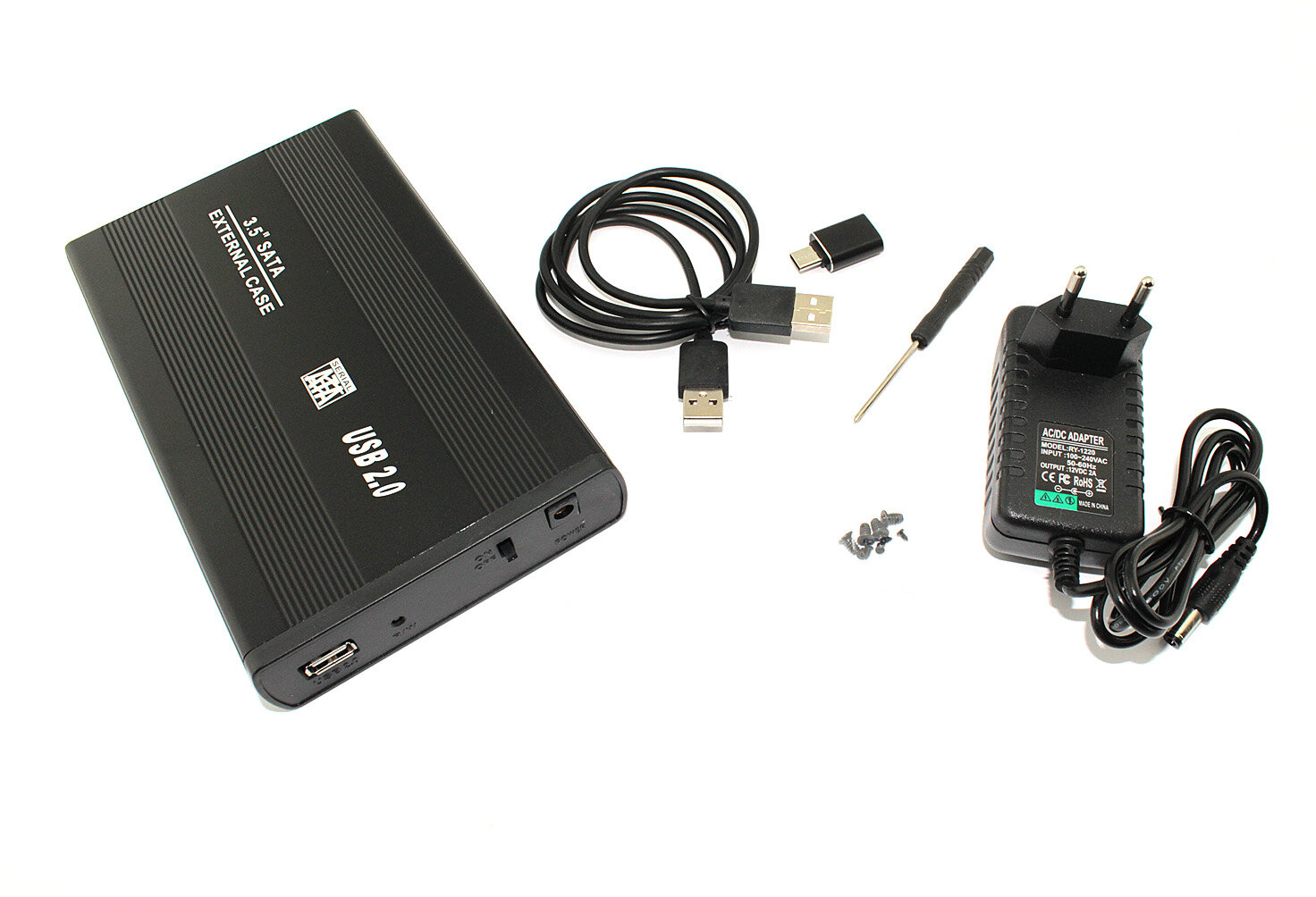 Бокс для жесткого диска 3,5" SATA алюминиевый USB 2.0 черный