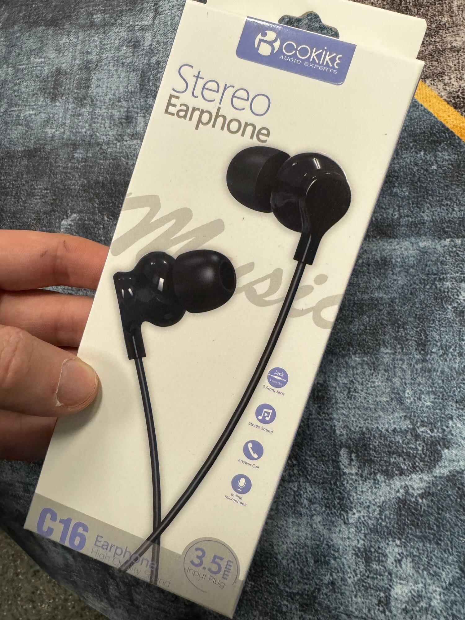 Наушники MyPads Cokike C16, вкладыши, с микрофоном, проводные, разъем 3,5 мм