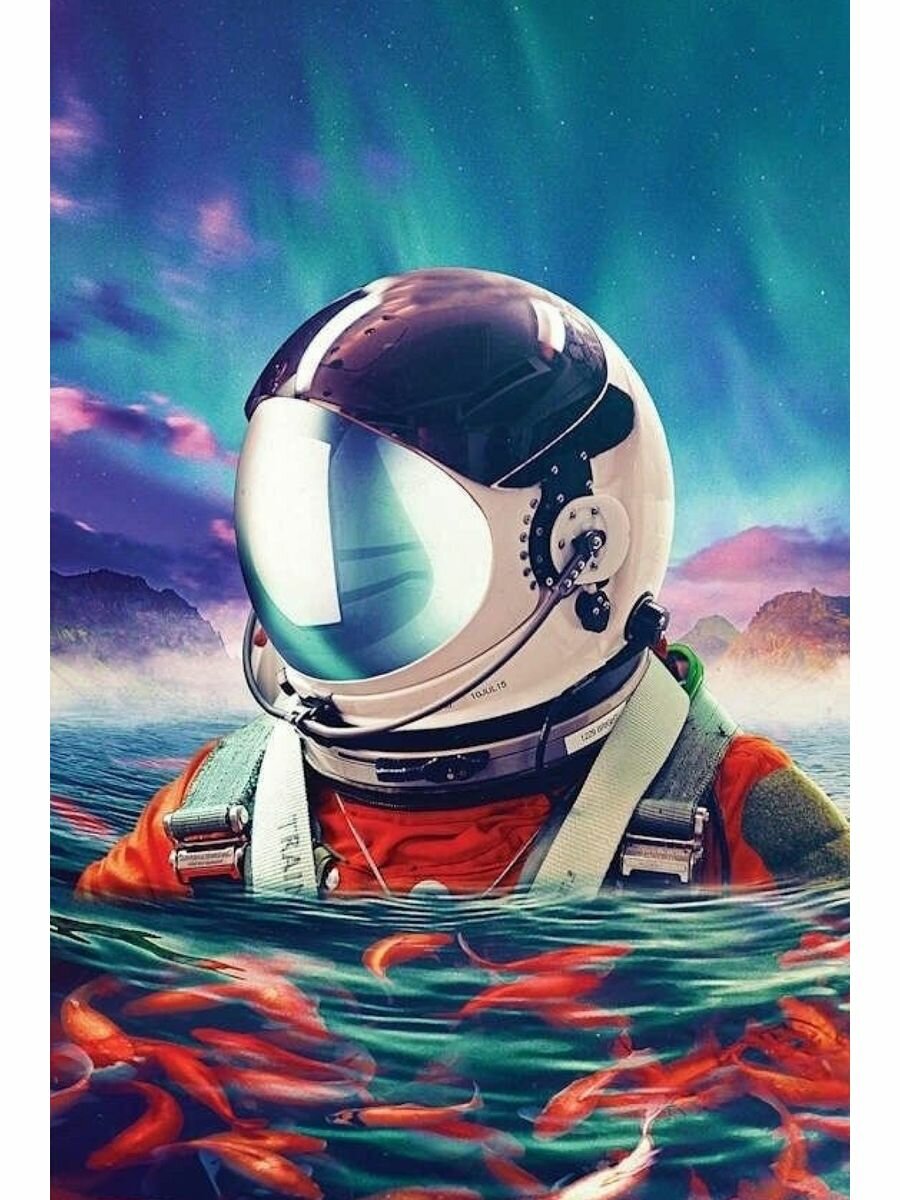 Постер "Космонавт в воде"