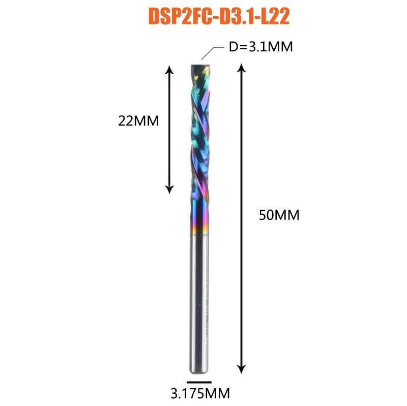 DREANIQUE спиральная твердосплавная фреза для дерева 4 мм DSP2FC-D3.1-L22