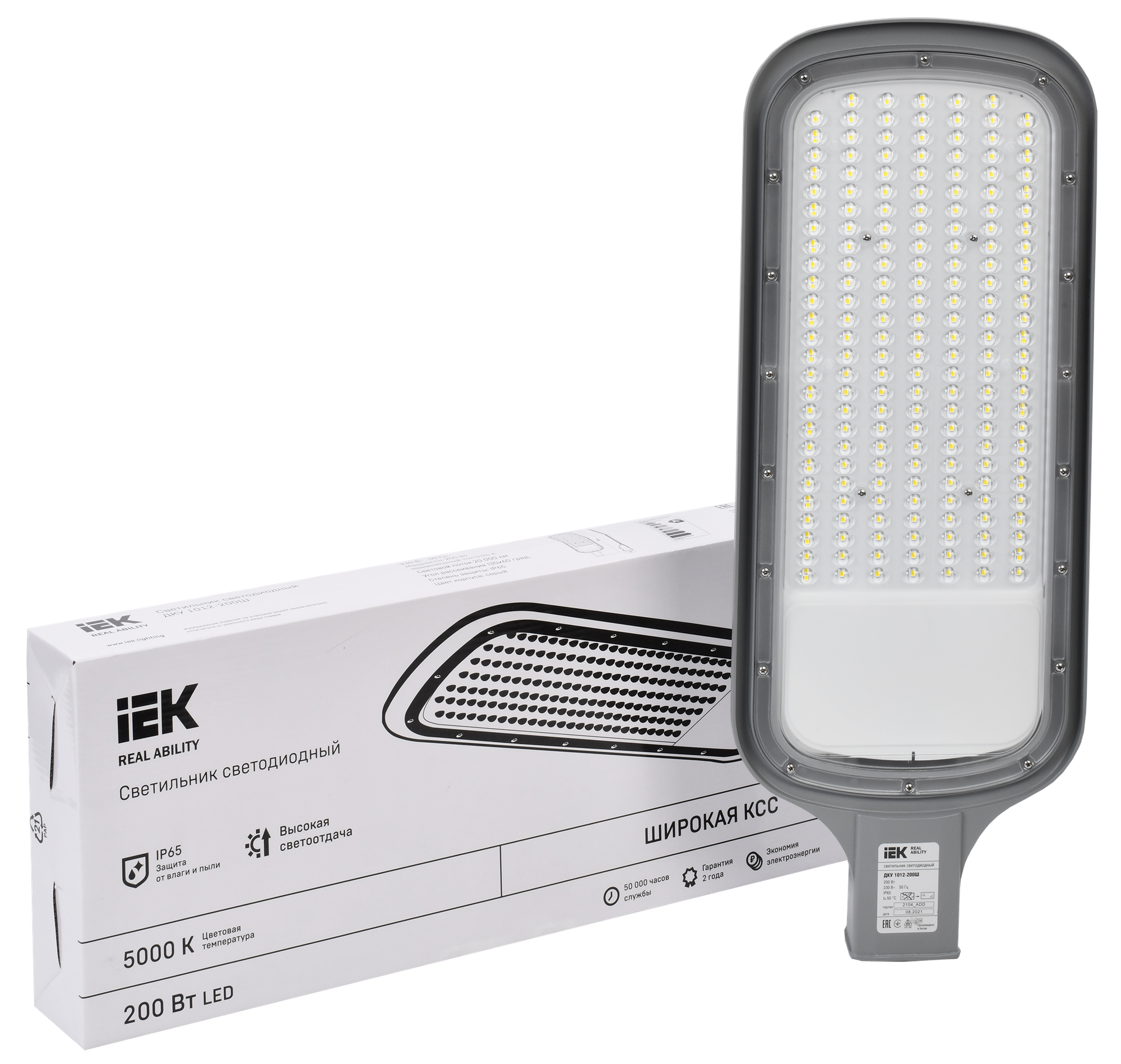 Светильник консольный светодиодный ДКУ 1012-200Ш 200Вт 5000К 20000Лм IP65 серый IEK