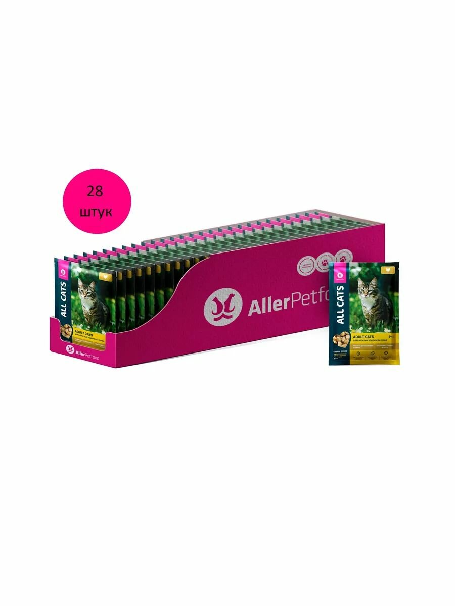 Влажный корм ALL CATS "Тефтельки", для кошек, с курицей, в соусе, 85 гр, 28 штук