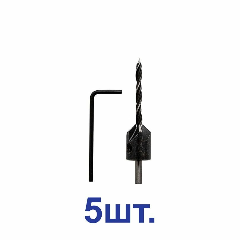 Сверло по дереву Vira (552054) 4х75 мм HCS (высокоуглеродистая сталь) с зенкером (5 шт.)