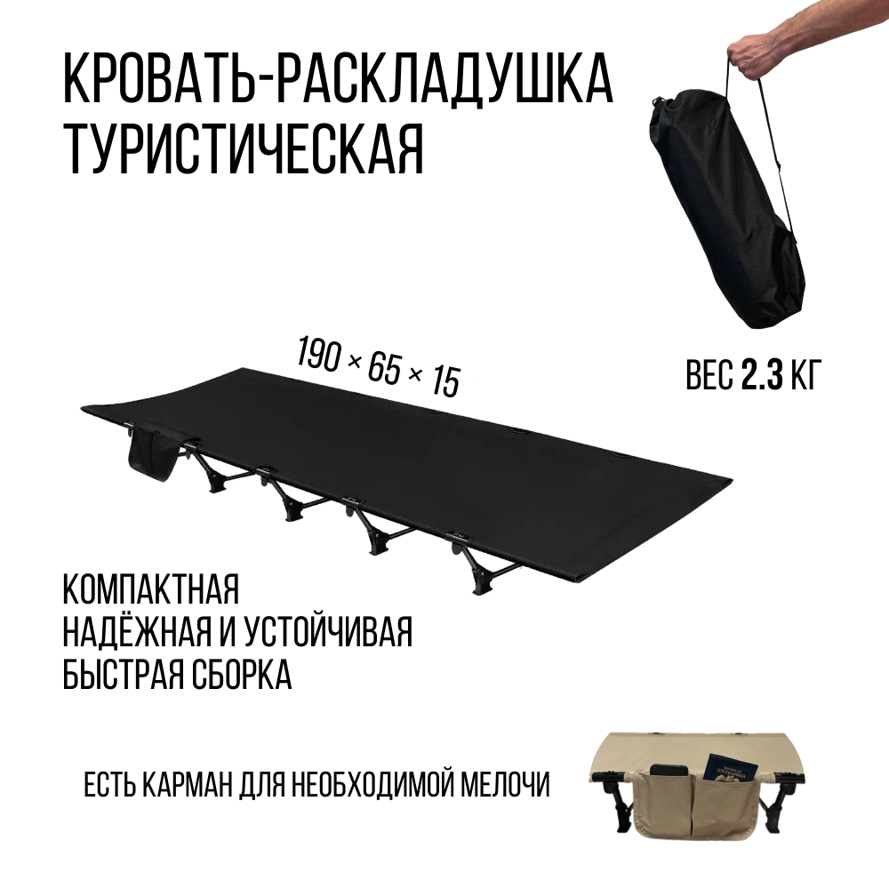 Раскладушка - кровать туристическая лёгкая быстросборная