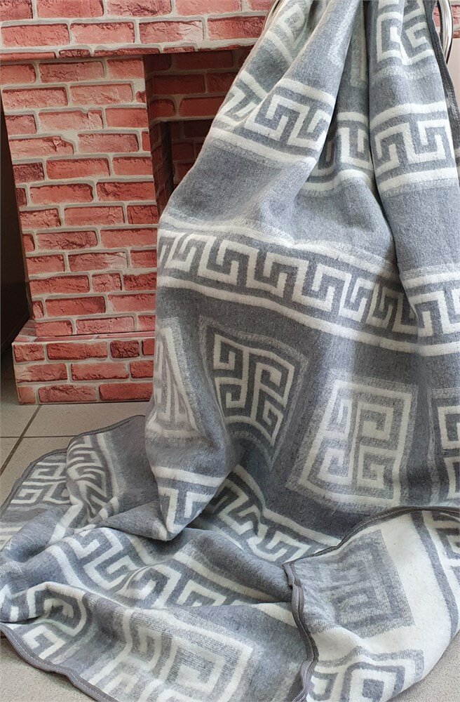 Одеяло 100% хлопок жаккард Греция (серое) в канте. Вулли Вул Текс 140х200