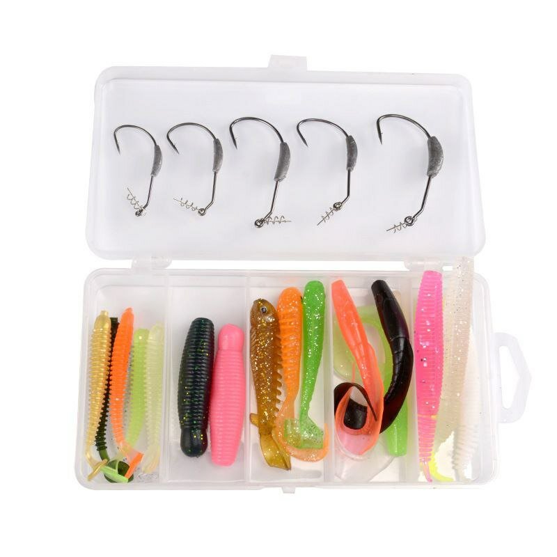 Приманки мягкие виброхвост силиконовые рыбки твистер разноцветные в наборе 19шт