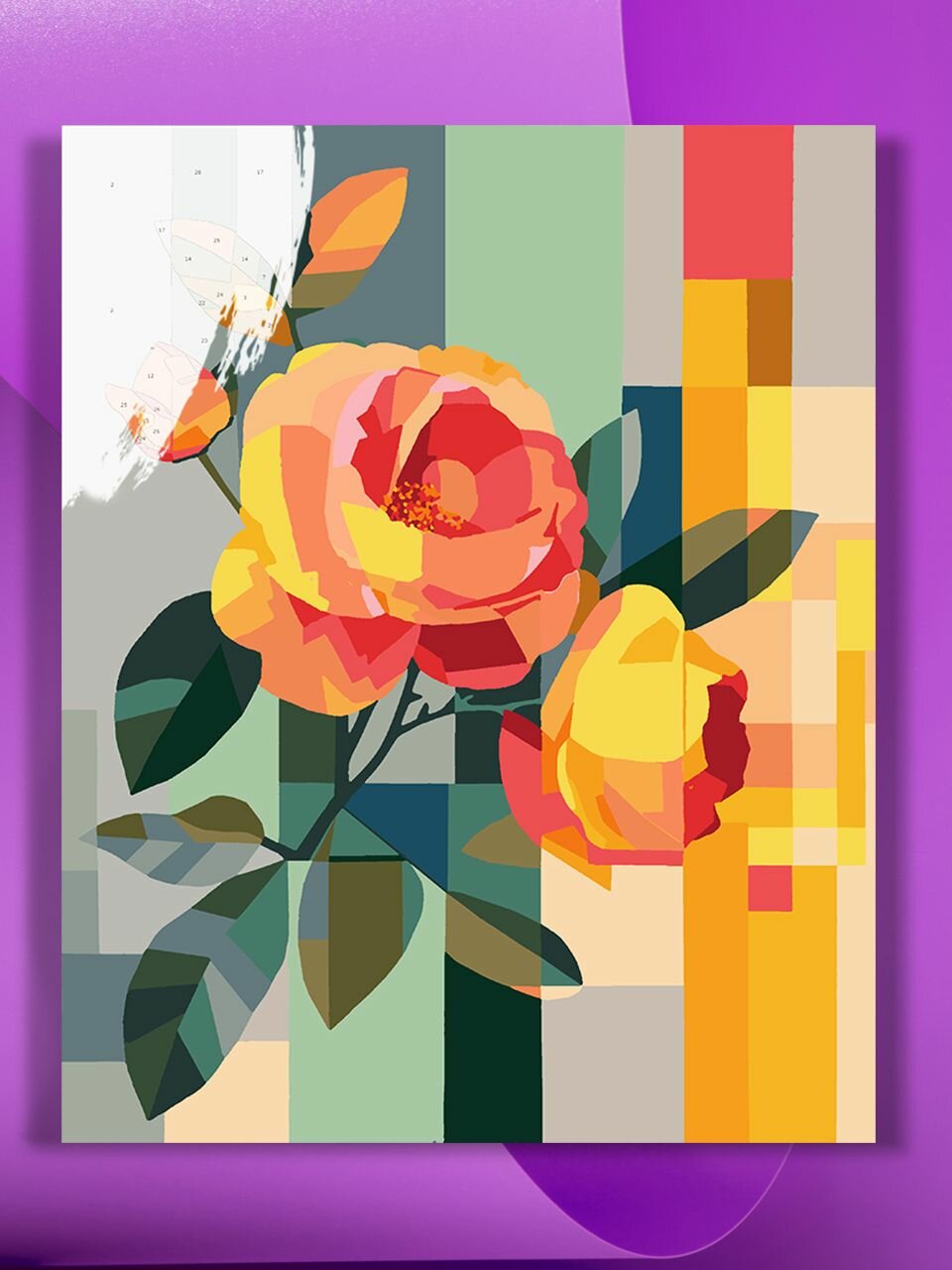 Картина по номерам на холсте Геометрия Пионы, 40 х 50 см
