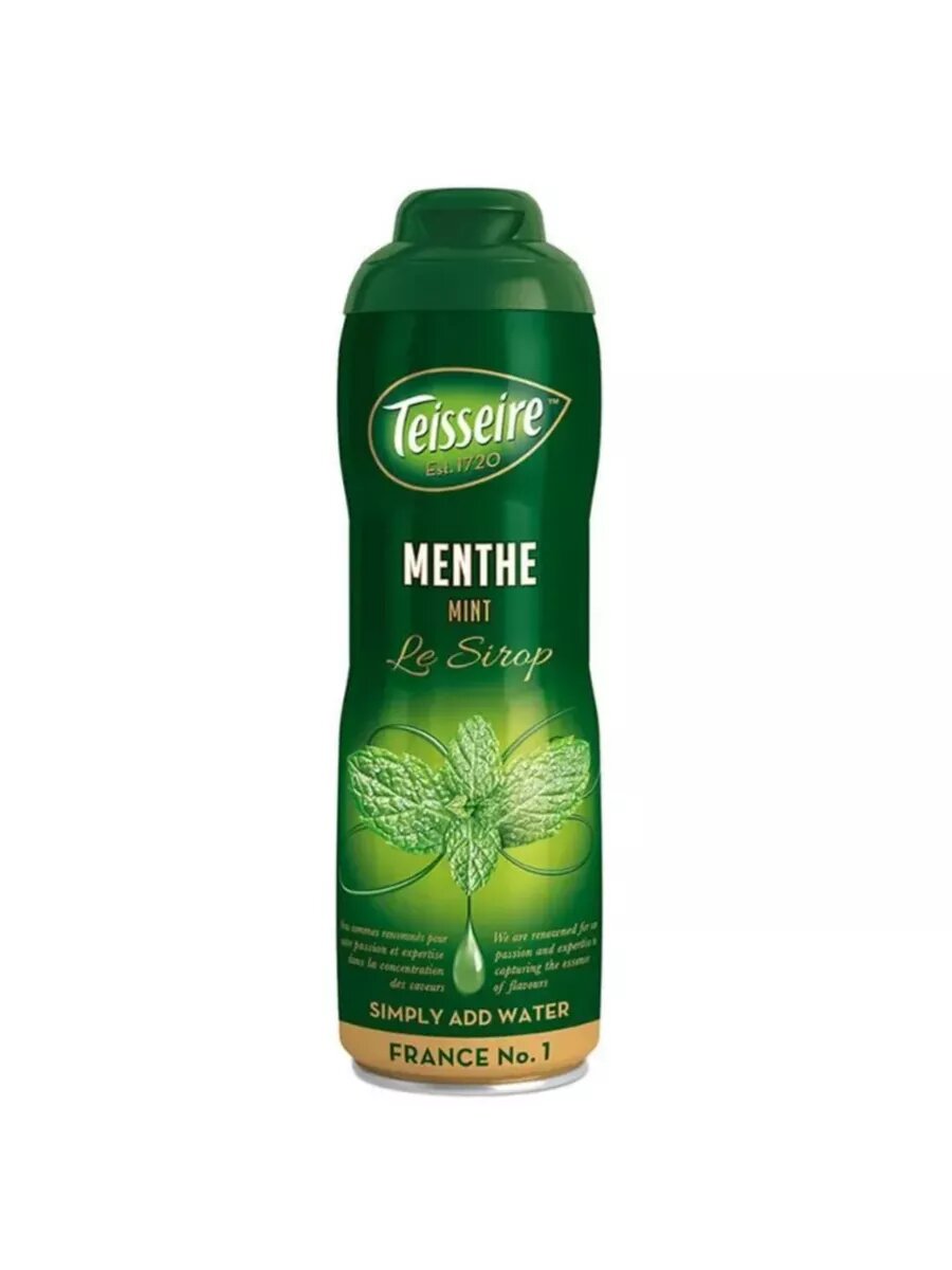 Сироп Teisseire Menthe Mint, для десертов/коктейлей/кофе/чая и напитков, 600мл, мята, Франция
