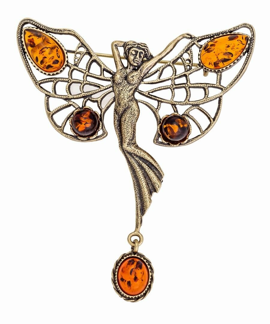 Брошь, янтарь