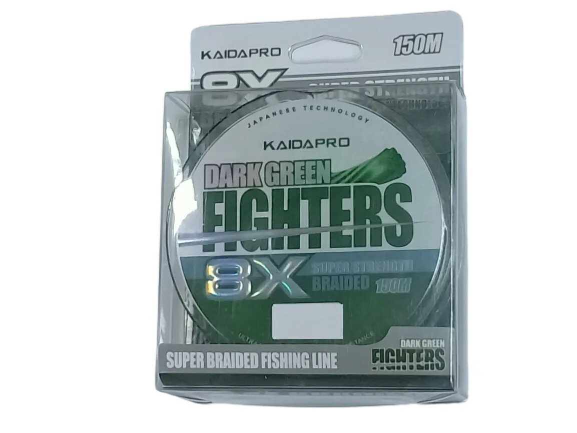 KAIDA Плетеный шнур FIGHTERS 8X dark green PX841-18 150м 0,18мм плетенка кайда