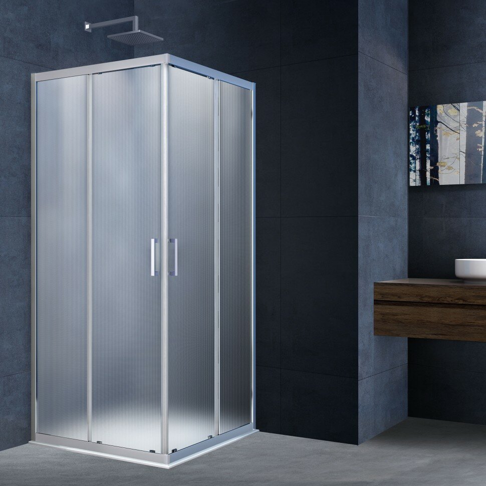 Душевой Уголок Alpha Vss-3al900mt, 900*900, Хром, Стекло Текстурное