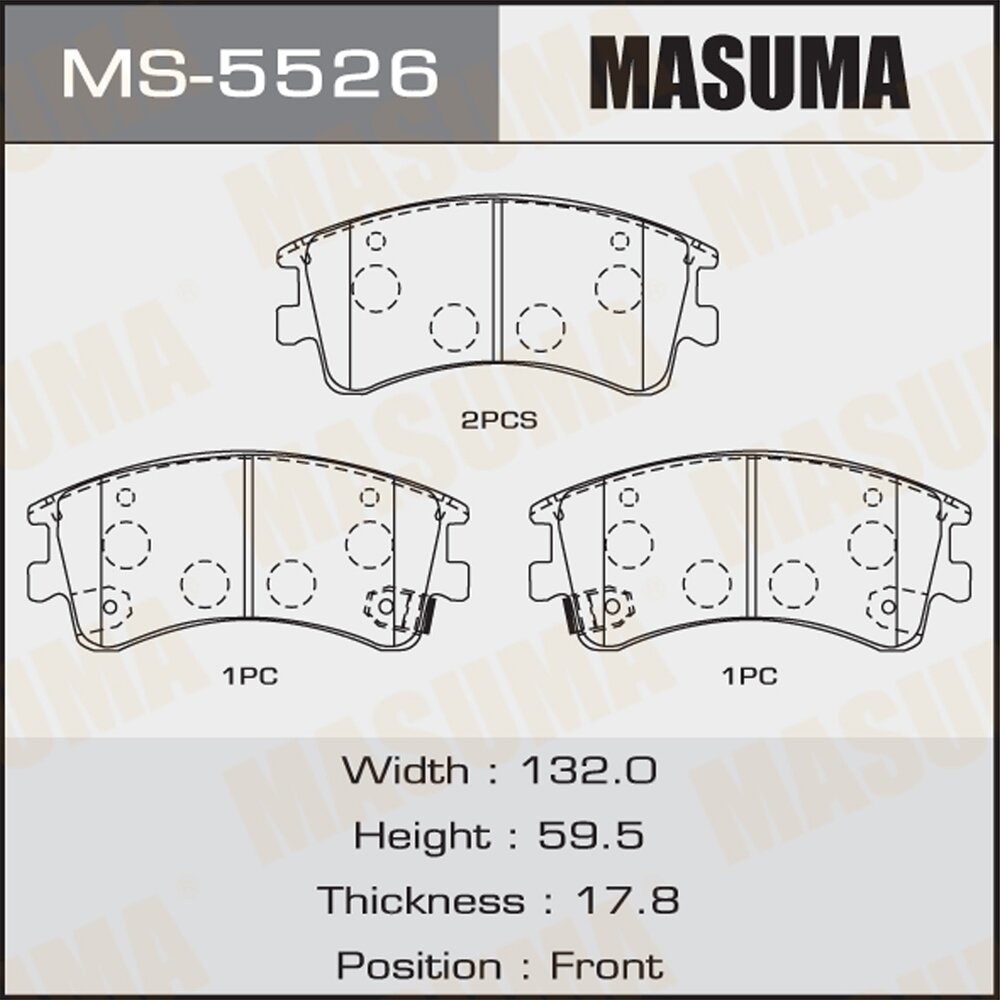 Колодки тормозные дисковые передние Masuma MS-5526