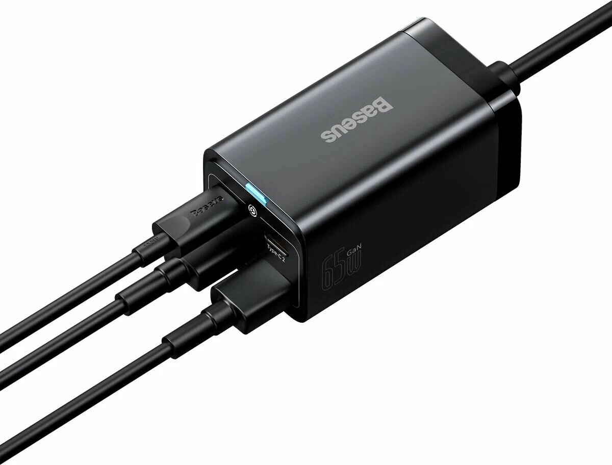 Блок питания сетевой Baseus Gan5 Pro Desktop Fast Charger 1U+2C+HDMI 67W with 1.5m power cord EU с кабелем Type-C to Type-C 100W (20V/5A) 1m (CCGP110201)