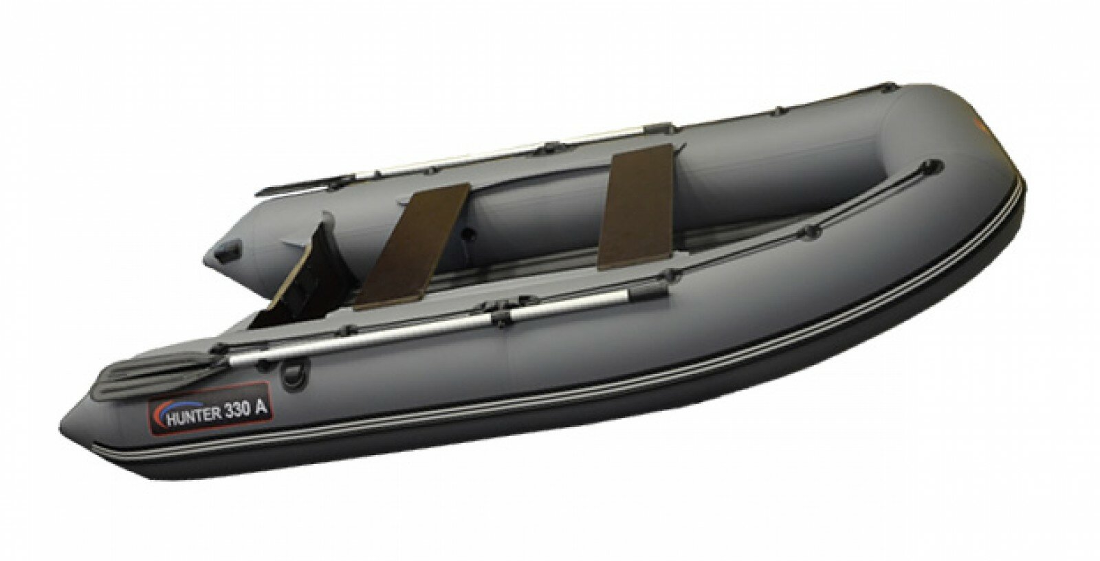 Надувная лодка HUNTERBOAT Хантер 330 А серый, армированный ПВХ 950 г/м2, под мотор до 15 л. c