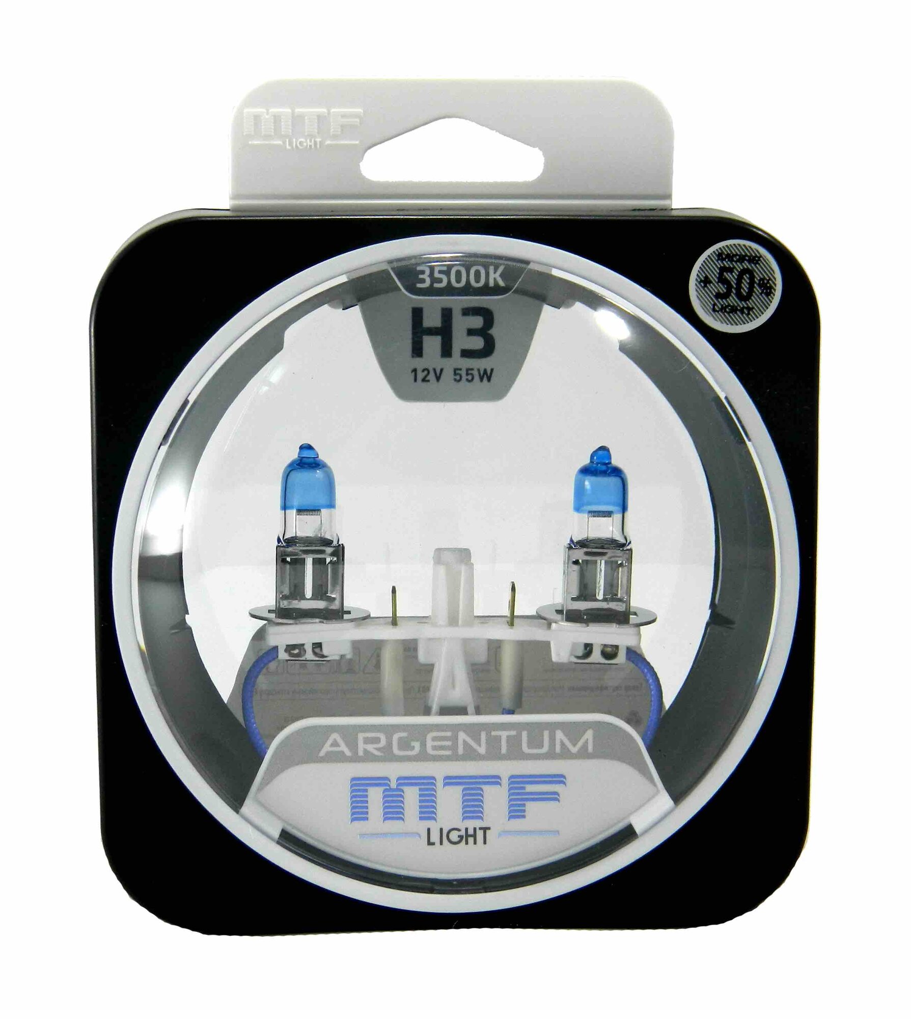 Лампа автомобильная MTF H3 12V 55W ARGENTUM 4000k (2шт)